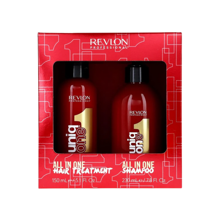 REVLON UNIQ ONE DUO PACK ALL IN ONE HAIR TREATMENT 150ML & SHAMPOO 230 ...